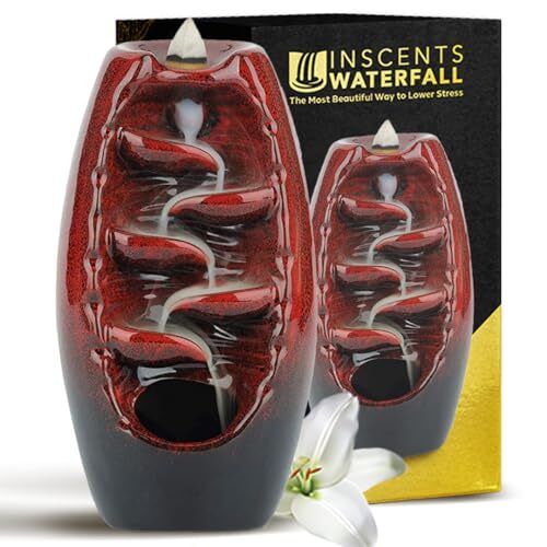 Red Ceramic Incense Holder Cone Burner with Backflow Inscents RED ...