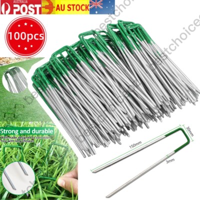 100Pcs Artificial Grass Pins Primeturf Synthetic Turf Nail Fake Lawn U ...