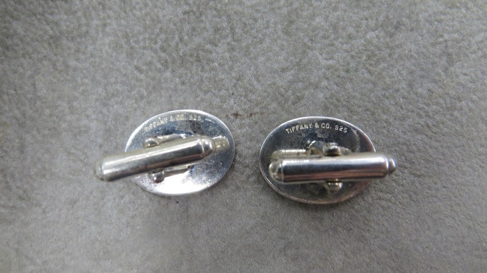 Tiffany Co Sterling Silver Blue Enamel Oval Cuff Links Cufflinks No Pouch | eBay