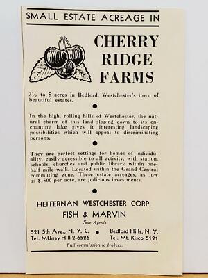 Cherry Ridge Farms Bedford NY 1934 Small Estate Acreage Fish & Marvin ...