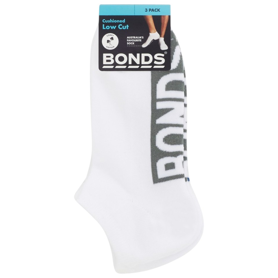 3 Pairs X Bonds Mens Cushioned Logo Low Cut White Multi Socks | eBay ...
