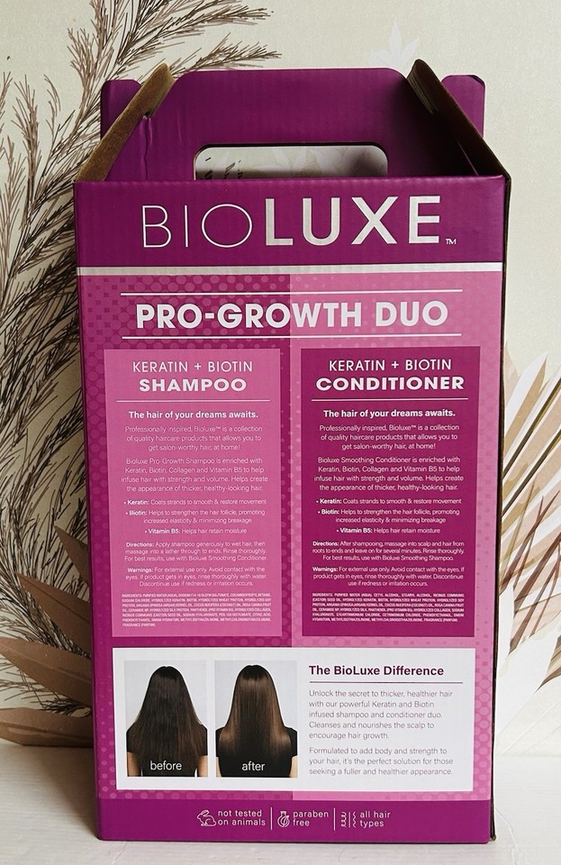 Bio Luxe ~ Keratin & Biotin Pro-Growth Duo Shampoo & Conditioner 32 fl ...