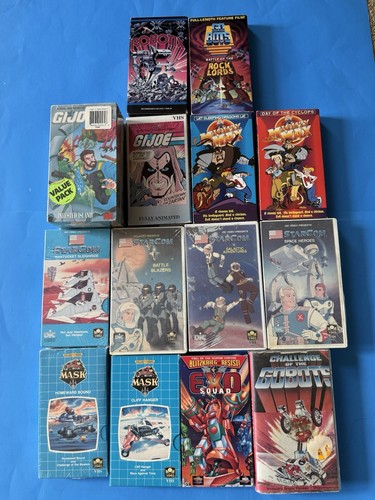 Lot Of 16 Superhero VHS Tapes GI Joe, Mask, Exo Squad, Go Bot, Starcom ...