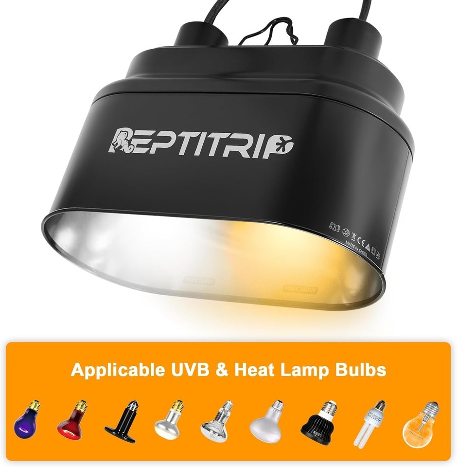 Dual Reptile Light Fixture with Switches, Reptile Heat Lamp Fixture ...
