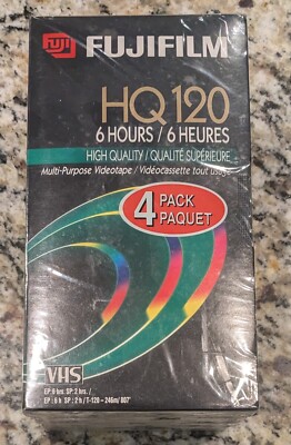 4 Pack FUJI HQ-120 VHS Blank High Quality Videotapes (6 Hours) - New ...