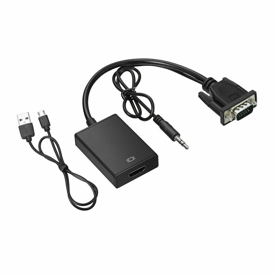 VGA To HDMI Converter 1080P HD Adapter With Audio Cable For HDTV PC ...