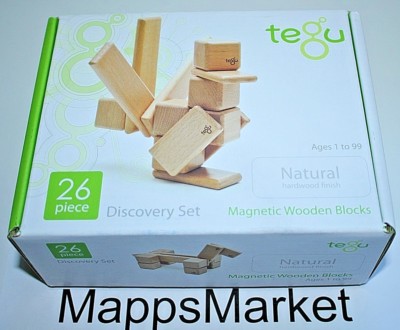 NIB Authentic TEGU 26-Pc Discovery Set Magnetic Wooden Blocks ~ Natural ...