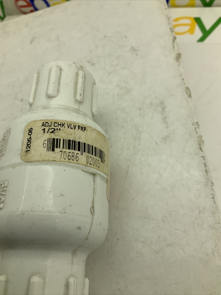 ADJ Check Valve FXF 1205-05 Schedule 40 PVC White 1/2” 5 LBS spring ...