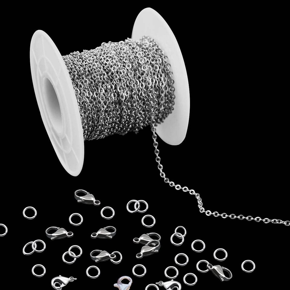 33 Feet Stainless Steel Jewelry Chains for Jewelry Making Silver Chain ...