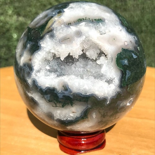 330G Natural Aquatic agate Geode Quartz Ball Crystal Sphere Specimen ...