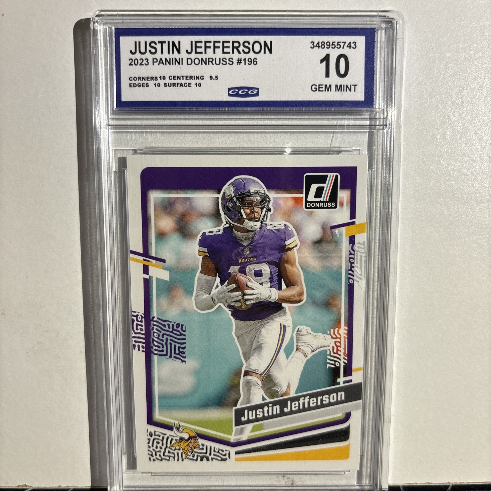 2023 Justin Jefferson Panini Donruss Ccg Graded gem mint 10 Minnesota ...