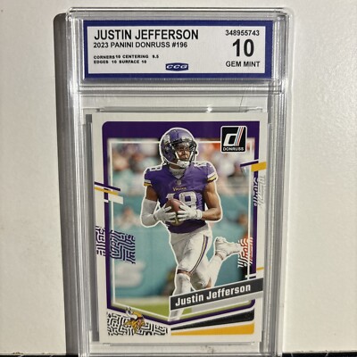 2023 Justin Jefferson Panini Donruss Ccg Graded gem mint 10 Minnesota ...