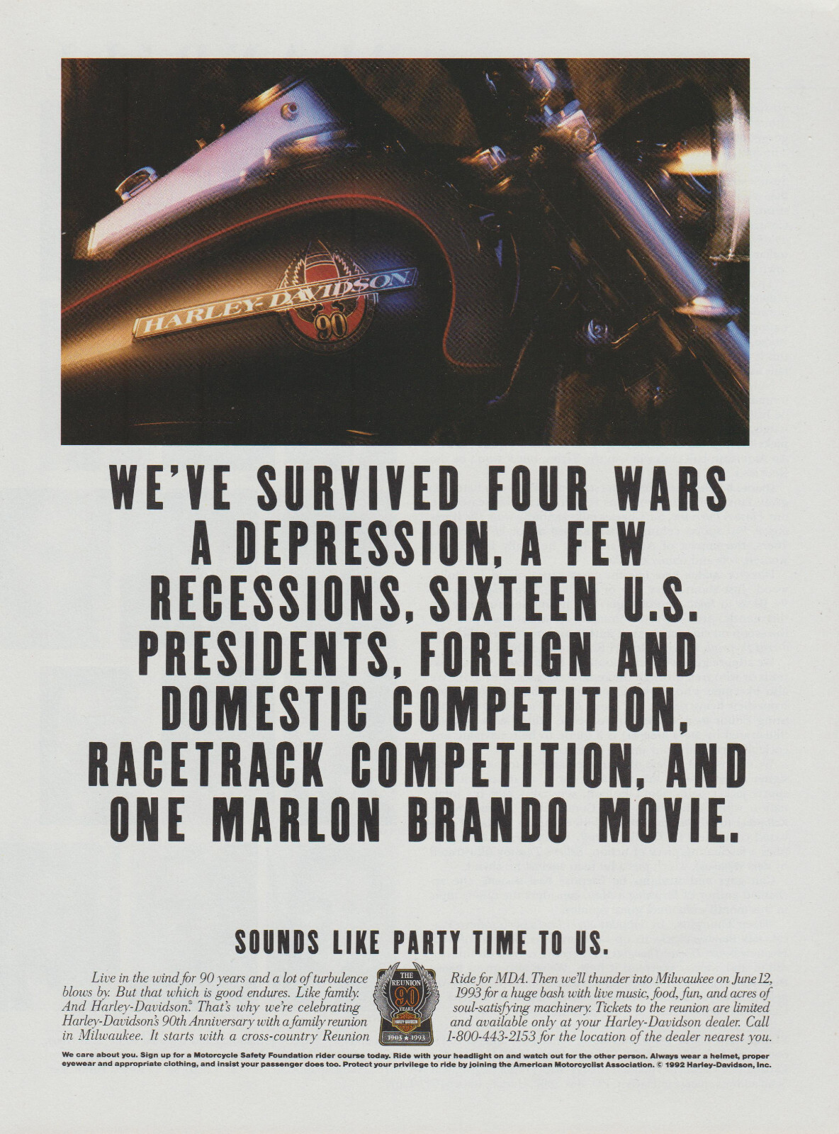 1993 Harley-Davidson Motorcycles - "Survived Four Wars, Depression ...