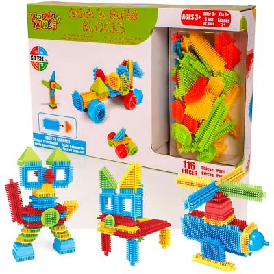 Childrens 116pc Bristle Building Blocks Stacking Construction Bricks ...
