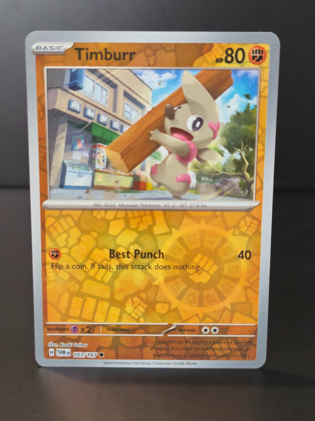 Pokémon TCG - Timburr - 103/167 - Reverse Holo - Twilight Masquerade ...