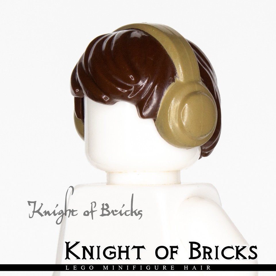 LEGO Minifigure Hair DARK BROWN Short Tousled w DARK TAN Earmuffs ...