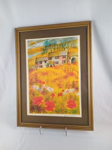 VTG EDWARD RIPLEY Signed Lithograph Matted & Framed Farmhouse Landscape ...