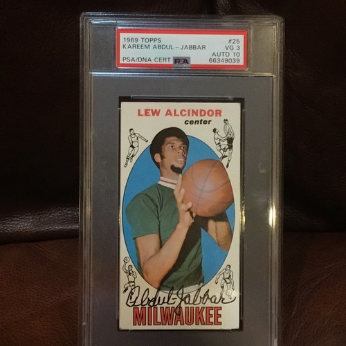 1969 Topps Kareem Abdul-Jabbar Lew Alcindor Signed Rookie RC PSA 3 Auto ...