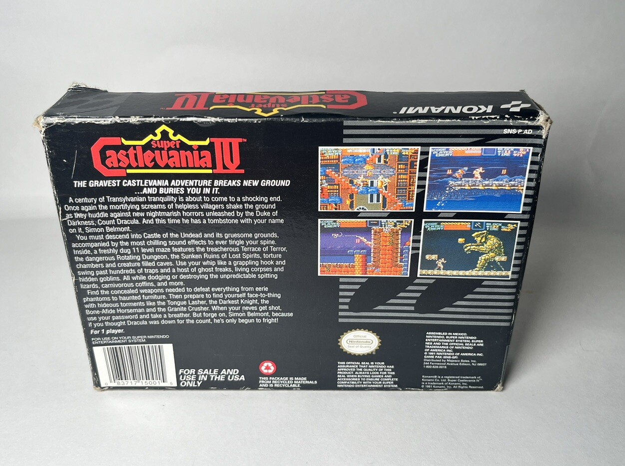 Super Castlevania IV 4 (Super Nintendo SNES 1991) Box Manual Inserts ...