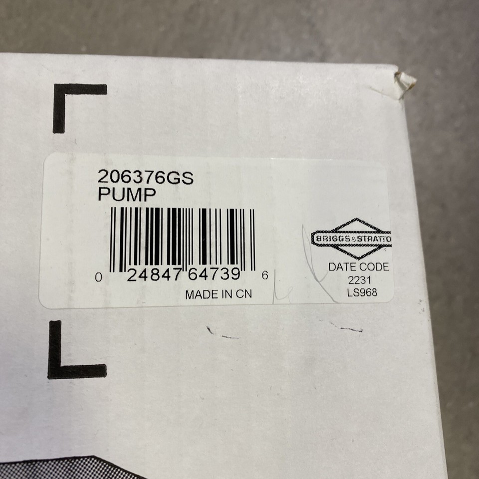 Briggs and Stratton Water Pump Assembly 206376GS, Genuine Briggs, Free ...