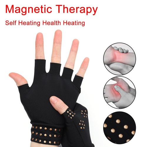 Magnetic Therapeutic Arthritic Arthritis Fingerless Compression Gloves ...