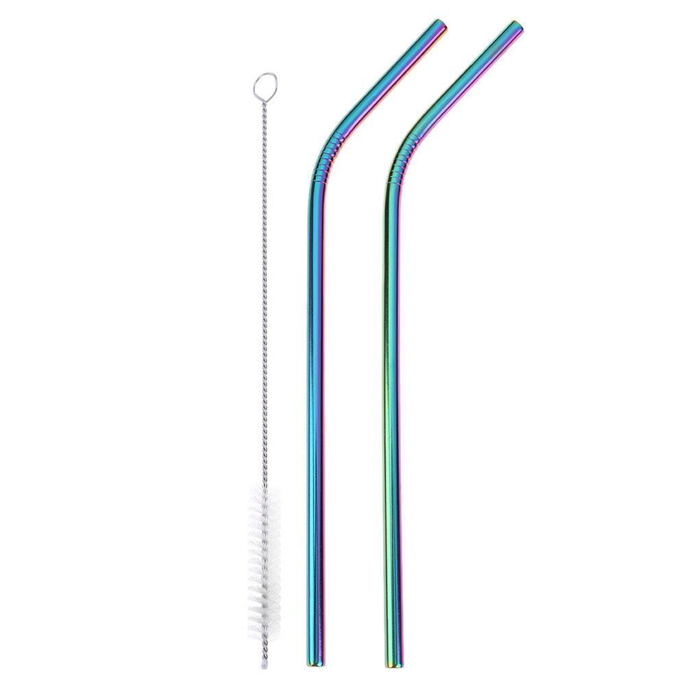 3pcs Reusable Drinking Straws Cleaner Brush Set Stainless Steel Straws ...