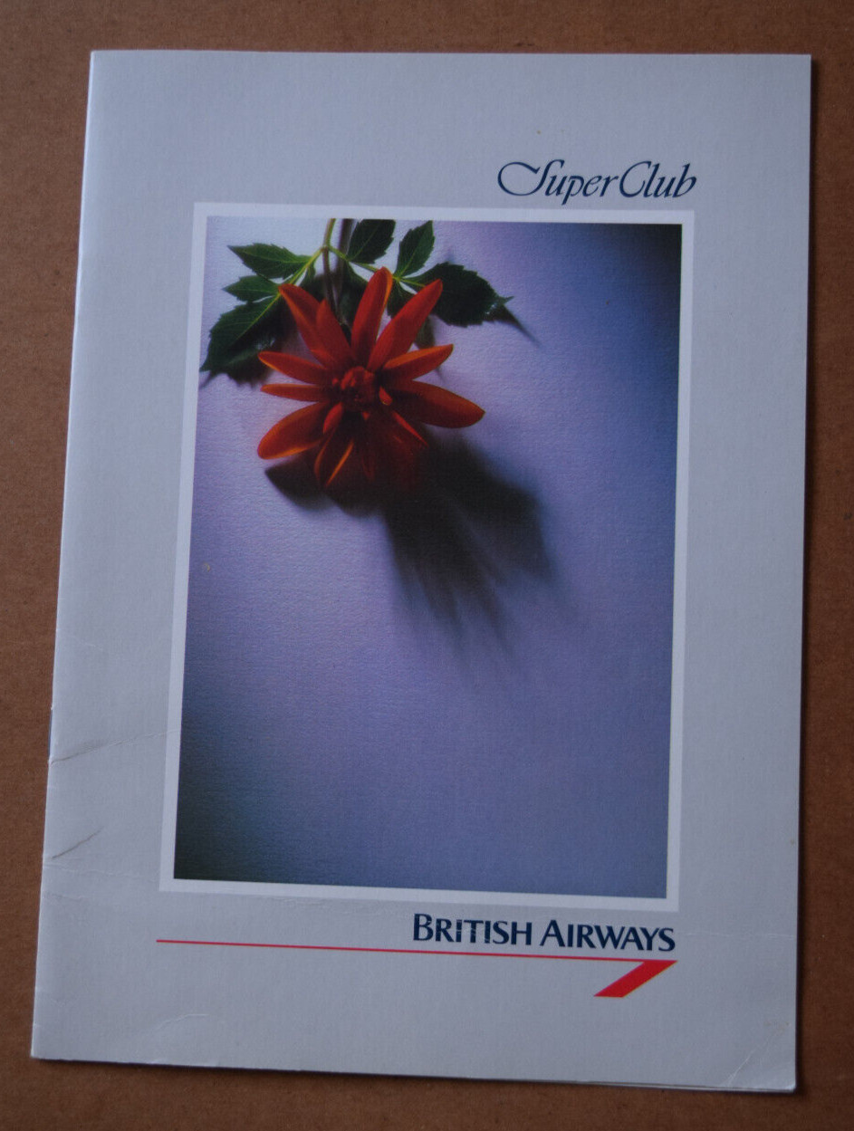 British Airways Super Club inflight menu | Grelly UK