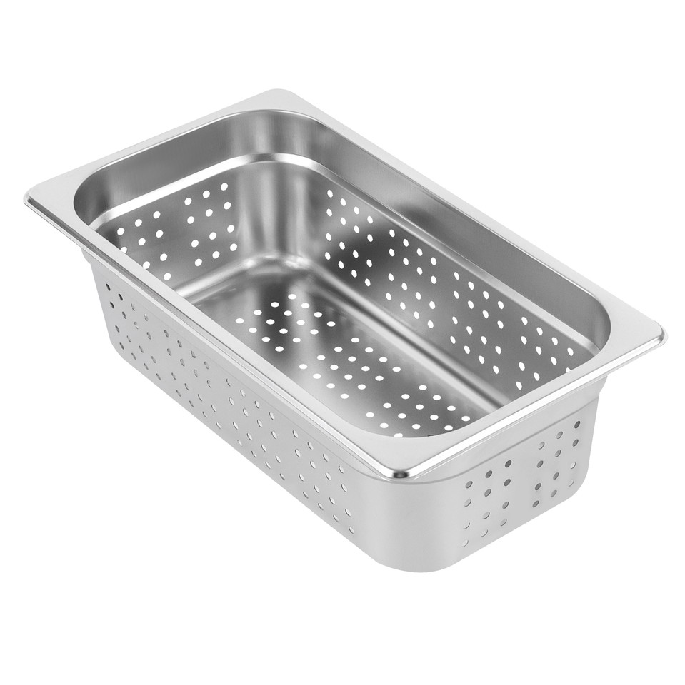 2 PCS Stainless Steel 1/3 Size Perforated Steam Table Food Pan 4" Deep ...