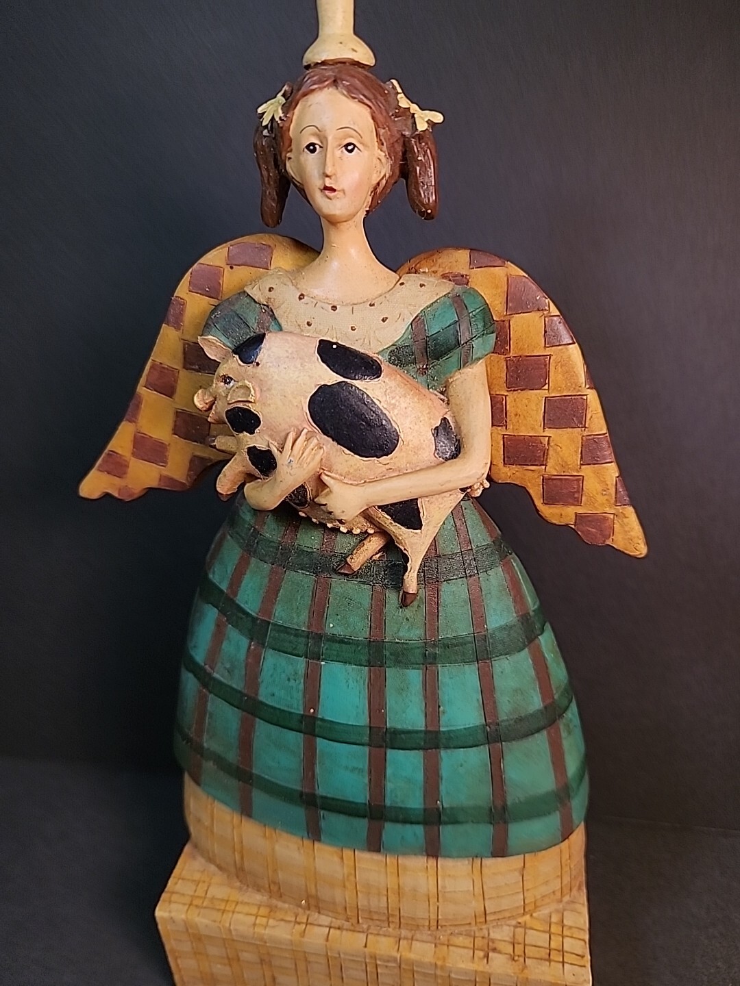 Vintage David Harden Folk Art Angel Figurine Pig Country Girl Farmhouse ...