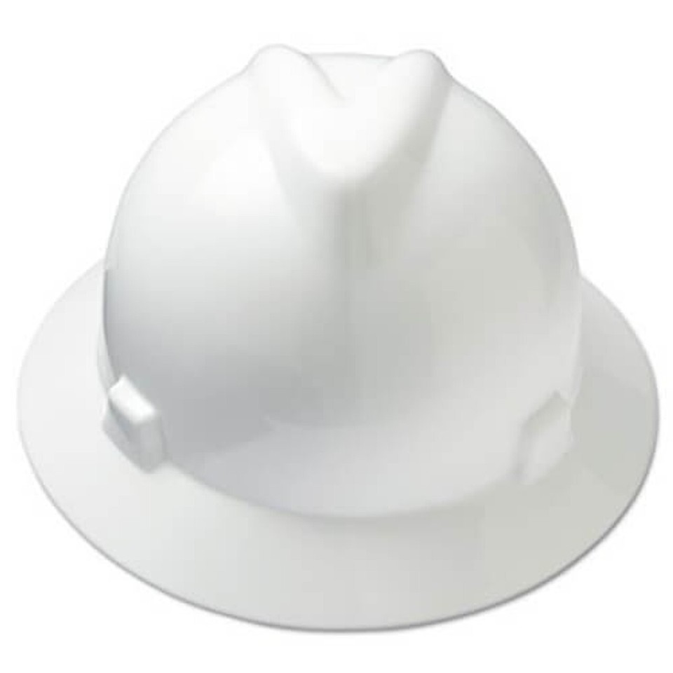 MSA 475369 V-Gard White Full Brim Hard Hat with Fas-Trac Suspension | eBay