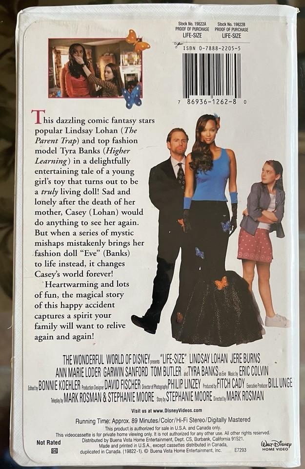 LIFE-SIZE (2000) Lindsay Lohan, Tyra Banks VHS, Disney Clamshell | eBay