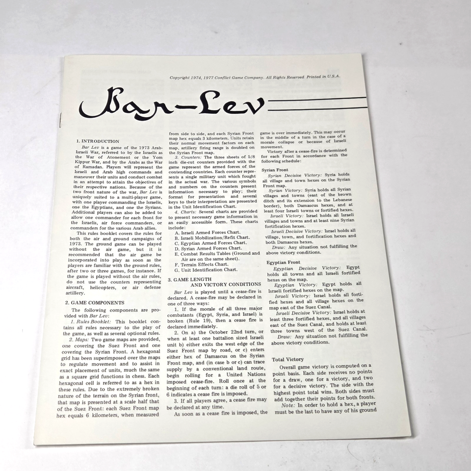 GDW Wargame THe 1973 Arab Israeli War Bar-Lev Board Game Vtg COMPLETE ...