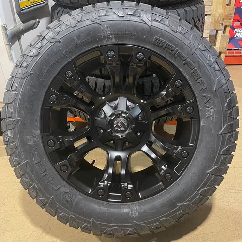 20x10 Fuel D560 Vapor Black Wheels Rims 33" AT Tires 5x5.5 Dodge Ram ...