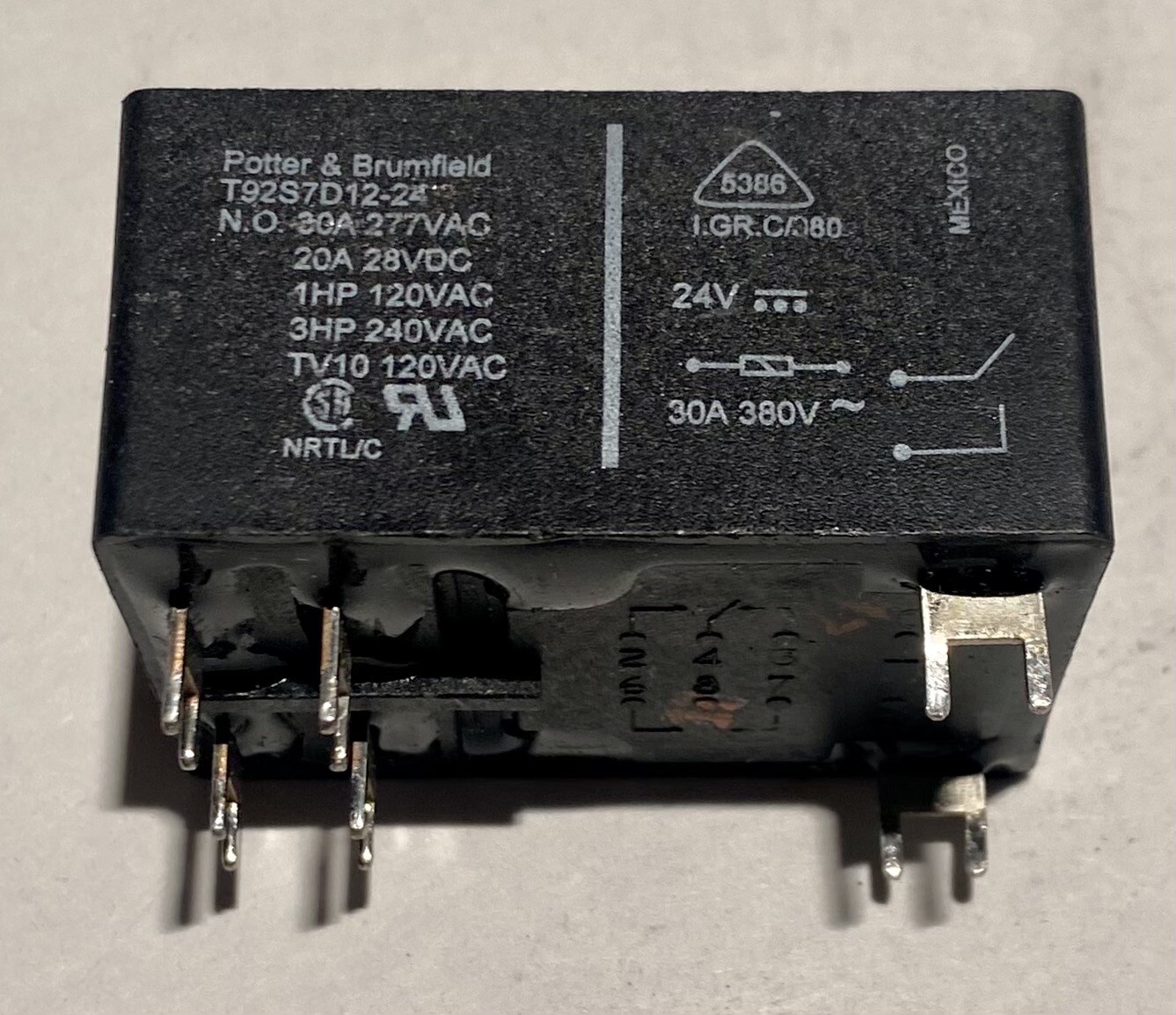 New Potter & Brumfield T92S7D12-24 24VDC 30A Power Relay 6Pins | eBay