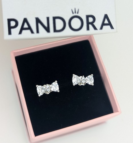 New 100% Authentic PANDORA 925 Ale cz Sparkling Bow Stud Earrings ...