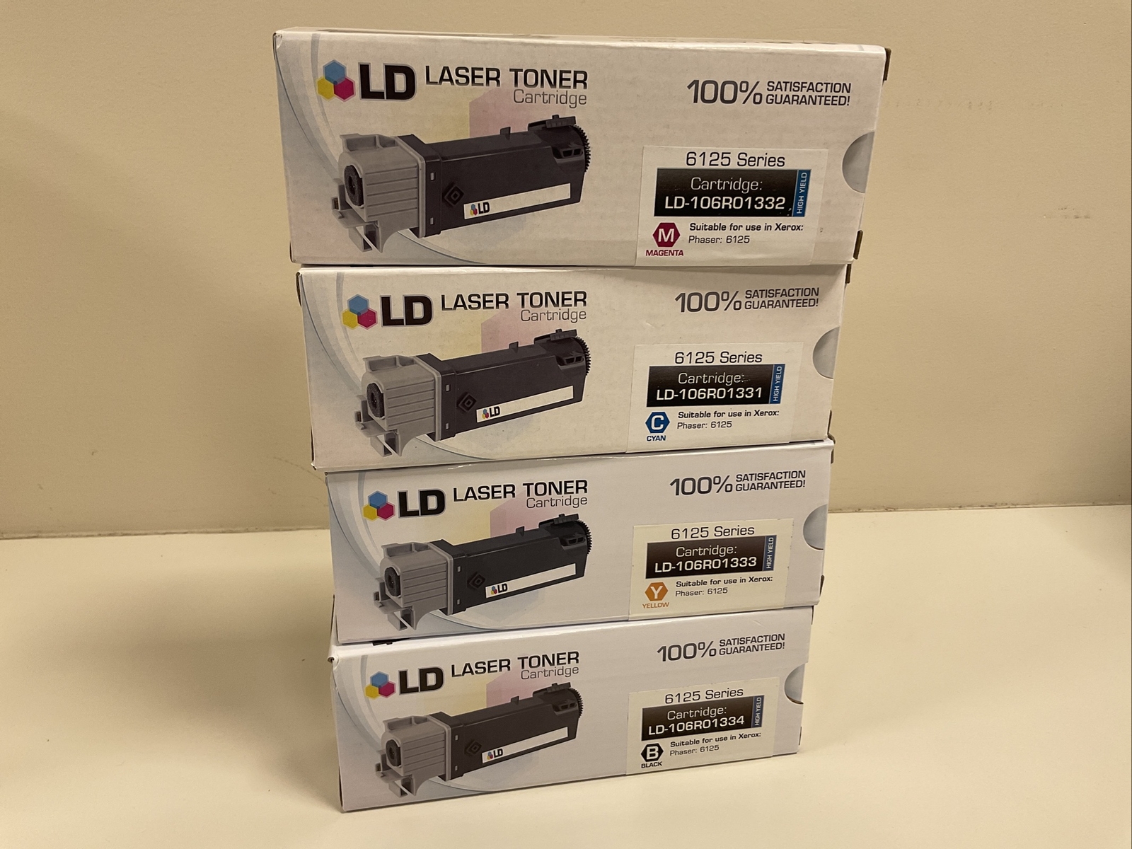 LD Toner for Xerox Phaser 6125, Blk, Y, C, M Toner Set Brand New 4 ...