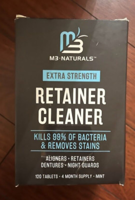 2 Pack M3 Naturals Retainer and Denture Cleaner 120 Tablets-Remove ...