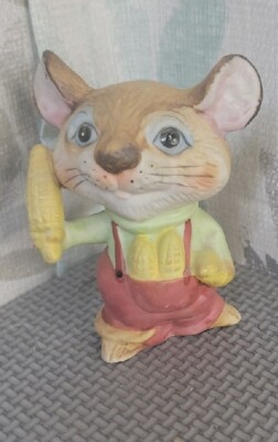 Homco Mouse in Red Overalls with Corn Porcelain Figurine 5601 | eBay