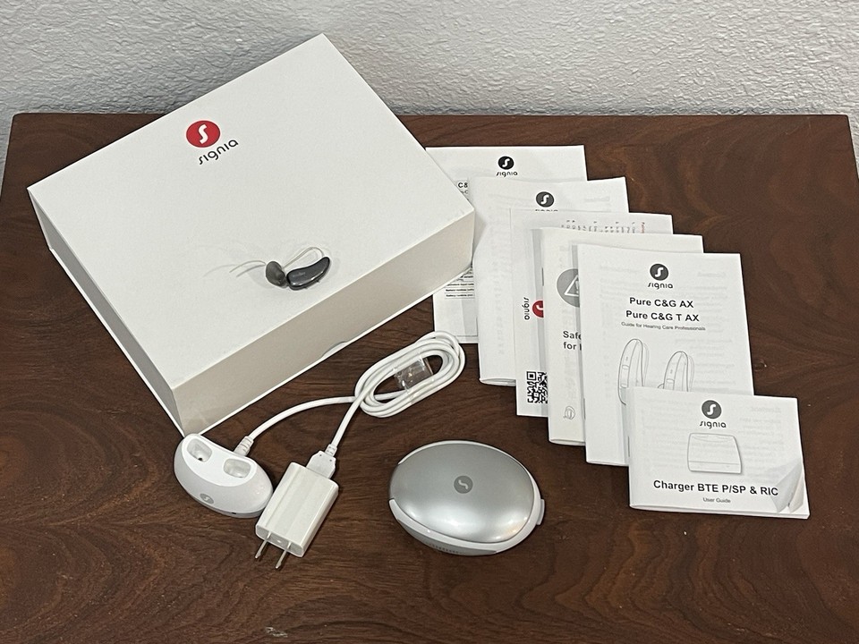 Signia Pure C&G T 3ax Hearing Aid + Charger - (1x) Right Ear Only + Box ...