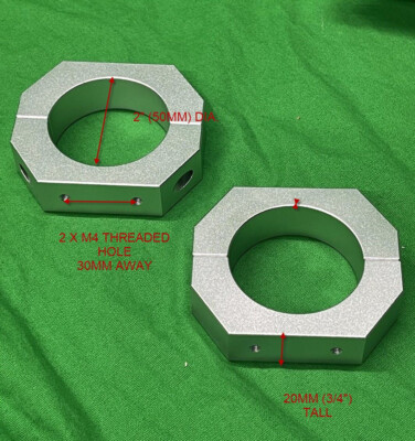 Pole mount clamp ring , anodized aluminum for 2.0" (50mm) dia pole, m4 ...