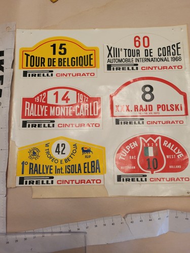 Vintage Pirelli advertising- Rallye Stickers, catalog, key fob, patch ...