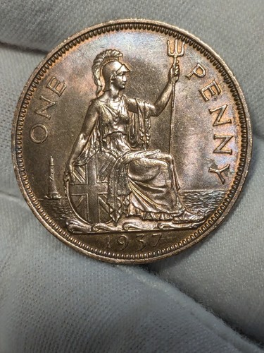 1937 UK 1 PENNY, PLAIN TRIDENT 🔱, VERY RARE PROOF COIN, PRISTINE ...