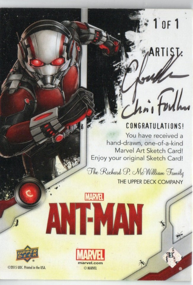 Ant-Man Movie Upper Deck 2015 1/1 Artist Sketch Card Christopher ...