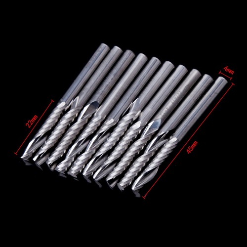 10Pcs 4mm Shank Single Flute Carbide Spiral End Mill Cutter CNC Router ...