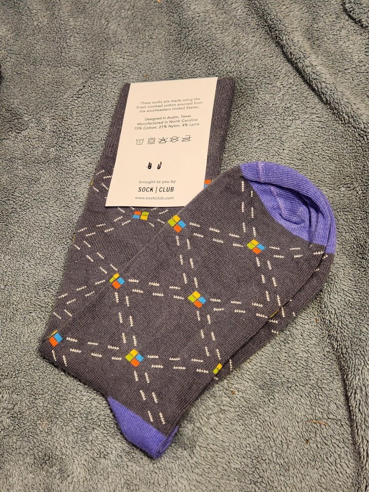 Sock Club Microsoft Teams Windows Gray & Purple Socks NEW - Qwik Ship ...