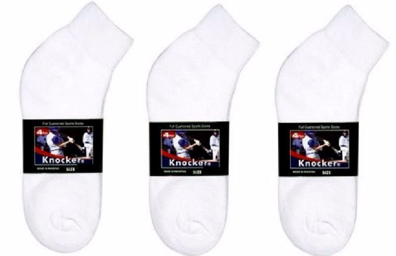 12 Pairs FULL Cushioned Sports Knocker Anklet WHITE Cotton Socks Size ...