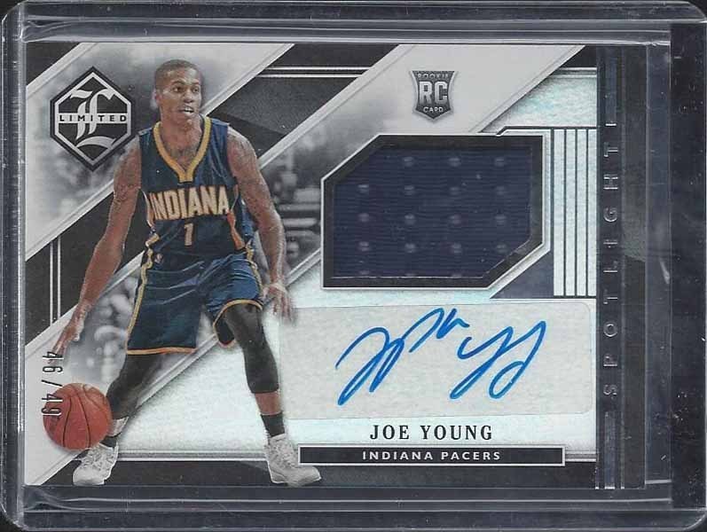 JOE YOUNG 2015-16 LIMITED SPOTLIGHT SILVER PACERS ROOKIE JERSEY AUTO RC ...