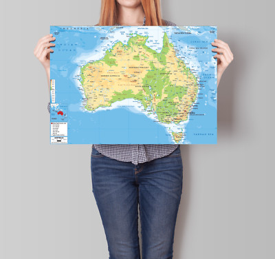 LAMINATED AUSTRALIA EDUCATIONAL MAP POSTER WALL A1 A2 A4 | eBay UK