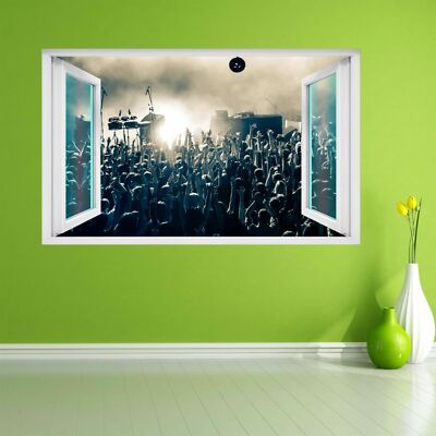Rock Music Crowd Concert Fans Stage Lights 3D Wall Sticker Mural Decal ...