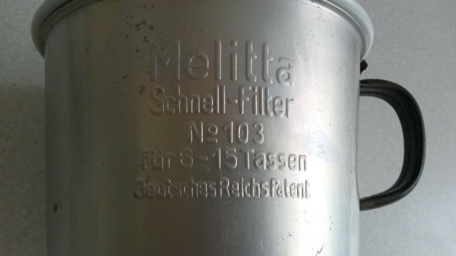 Melitta Schnell-Filter Nr. 103 für 6-15 Tassen, Deutsches Reichs Patent ...